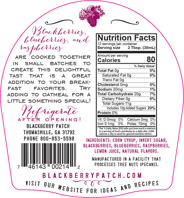 Triple Berry Classic Syrup - Blackberry Patch Fruit Syrups, Preserves ...
